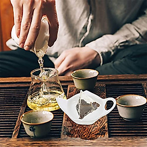 Tea Spoon Rest Jewelry Tray Ceramic Teabag Holder, Tea Bag Holder Teapot Shaped Resting Saucer Spoon Rests Teabag Saucer Seasoning Dish Loose Tea Dish Jewelry Organizer Stand