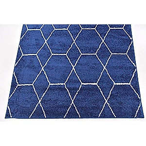 Unique Loom Trellis Frieze Collection Area Rug - Geometric (4' 1" x 6' 1", Navy Blue/ Ivory)