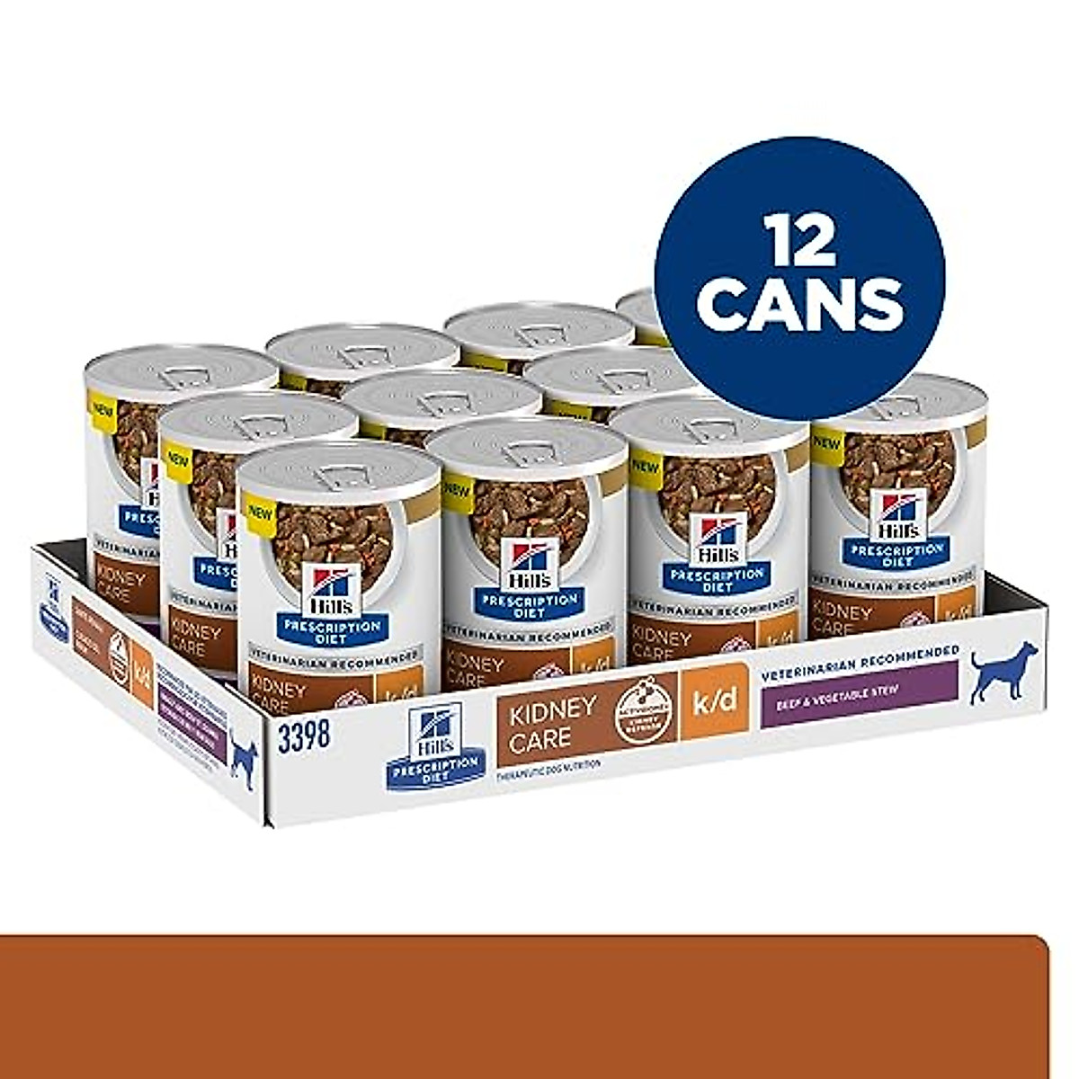 Hill's Prescription Diet k/d Kidney Care Beef & Vegetable Stew Wet Dog Food, Veterinary Diet, 12.5 oz. Cans, 12-Pack