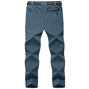 TBMPOY Men's Lightweight Hiking Pants Quick Dry Mountain Fishing Camping Travel Outdoor Pants Thin Stone Blue M