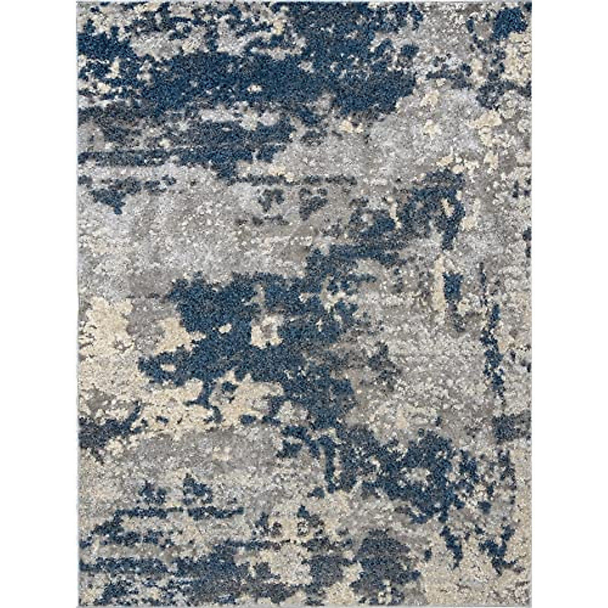 Gertmenian Area Rug 3 Piece Sets Non-Shedding Soft Modern Contemporary Carpet pc Living Room Dining Entryway Bedroom Runner Rugs Gift Set, 2x6 5x7 8x10 Large, Navy Blue Abstract, 81739