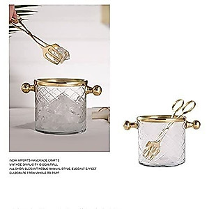 ZYHHDP Ice Bucket Handmade Brass Glass Ice Bucket with Ice Clip Dining Table Cooler Wine Wine Rack Ice Bucket Champagne Can Cooler