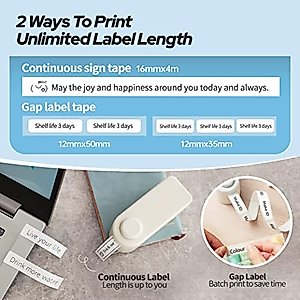 Makeid Label Maker Machine with Tape 16mm Wide Cute Fonts Emoji Different Calligraphy Customizable Bluetooth USB Rechargeable for Android iOS Fast and Easy
