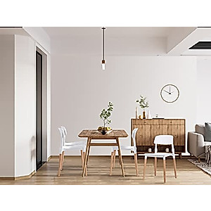 Porthos Home Clyde Dining Chairs Set of 4 with Waterproof and Stain-Resistant PP Plastic Back, Seat and Legs with Woody Accents (Space-Saving Stackable Design for Dining Rooms