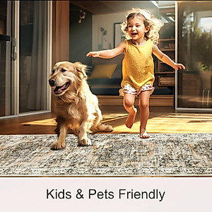 ManzunLiving Runner Rug 2x12, Farmhouse Hallway Runner Rug Non Slip,Kitchen Runner Rug,Washable Runner Rug for Entryway Indoor,Neutral Brown Vintage Bedroom Runner Rug