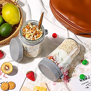 GUUTRY Overnight Oats Containers with lids and Spoons: 24 oz Mason Jars for Overnight Oats - 2 Pack Glass Meal Prep Container for Oatmeal - Food Storage Containers/Canning Jars/Food Jars