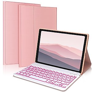 IVEOPPE Galaxy Tab A8 2022 Case with Keyboard 10.5 inch, Detachable Wireless Bluetooth Keyboard Cover & 7 Colors Backlit & Slim Folio Cover for Galaxy Tab A8 SM-X200/X205/X207（Sugar Pink）