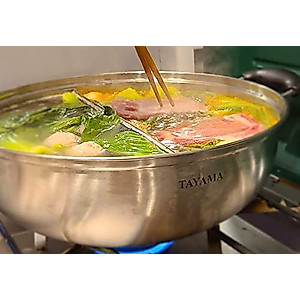 TAYAMA Stainless Steel Hot Pot With Divider, Silver, 11 inch