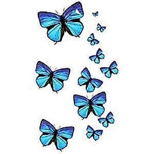 Oottati Small Cute Temporary Tattoo Blue Butterfly (2 Sheets)