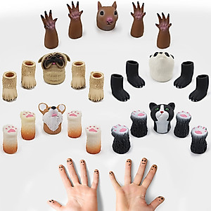 MIMIDOU Cute Animal Finger Puppets Toys 5 Set, Panda, Squirrel, cat, Shiba Inu, Pug, Role-Telling Animal Puppets, an Excellent Gift for Kids.