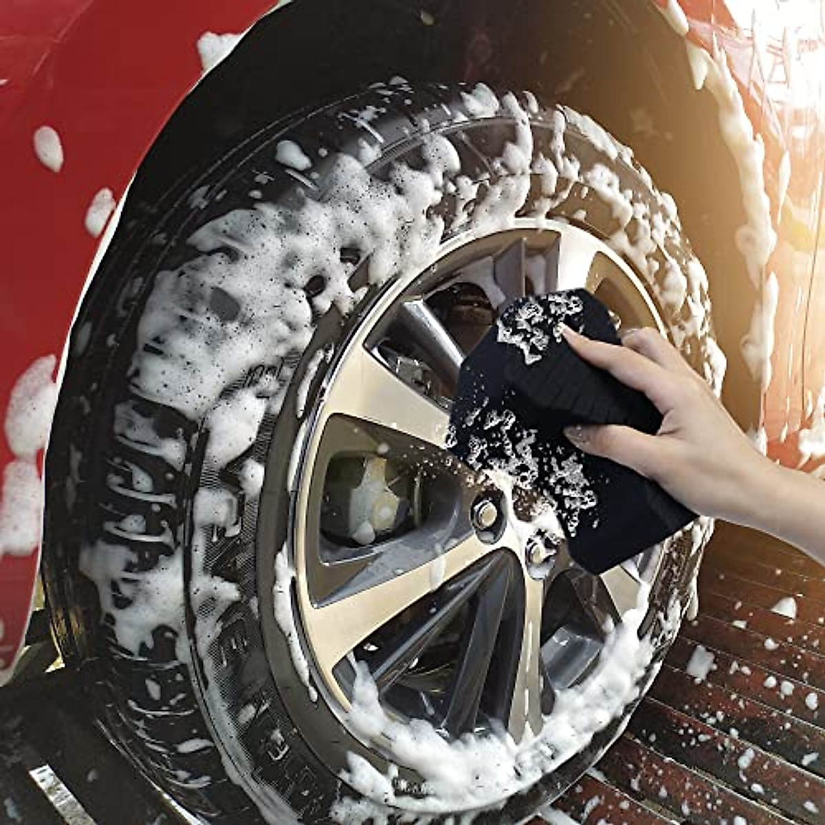 Ultra Black Foam Sponge by TAKAVU, Cross-Cut Design & Ergonomic Shape, Perfect for Both Rinseless & Soap Washes, for Car Detailing & Washing