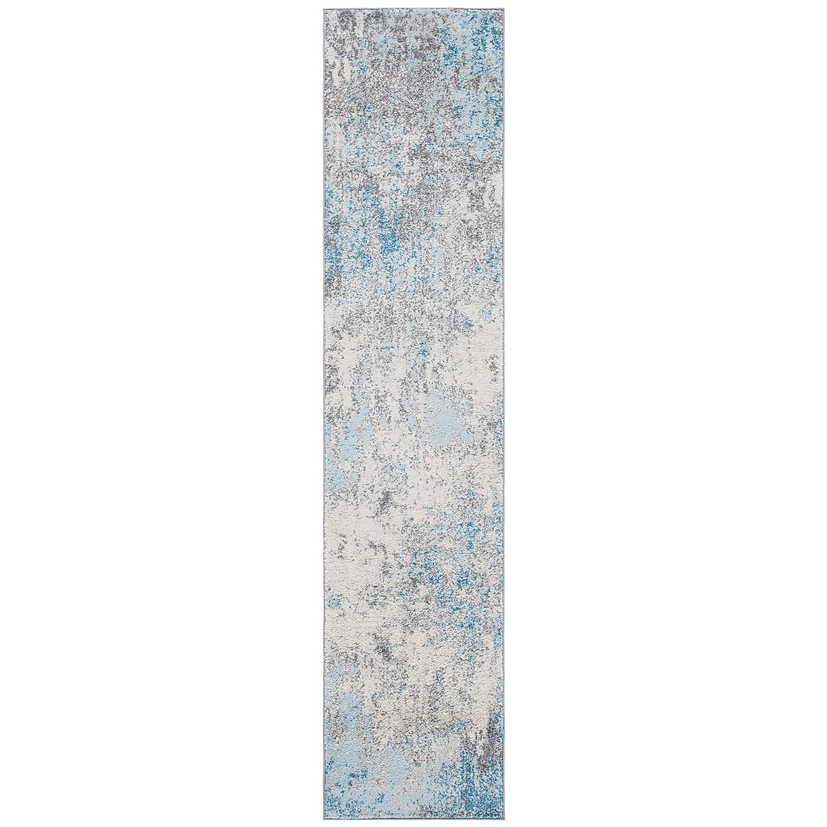 SAFAVIEH Tulum Collection Runner Rug - 2' x 9', Grey & Blue, Modern Abstract Design, Non-Shedding & Easy Care, Ideal for High Traffic Areas in Living Room, Bedroom (TUL207F)