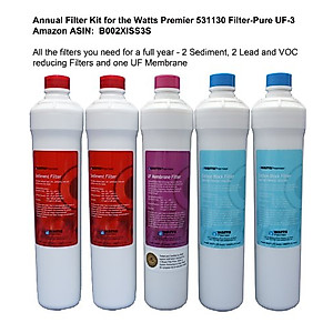 Watts Premier WP531130 Pure UF-3 Three-Stage Water Filtration System with Top Mount Twist Faucet, Brushed Nickel