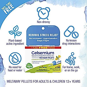 Boiron Gelsemium 30C Homeopathic Medicine for Relief from Stress, Nervousness, Apprehension, and Stage Fright - 3 Count (240 Pellets)