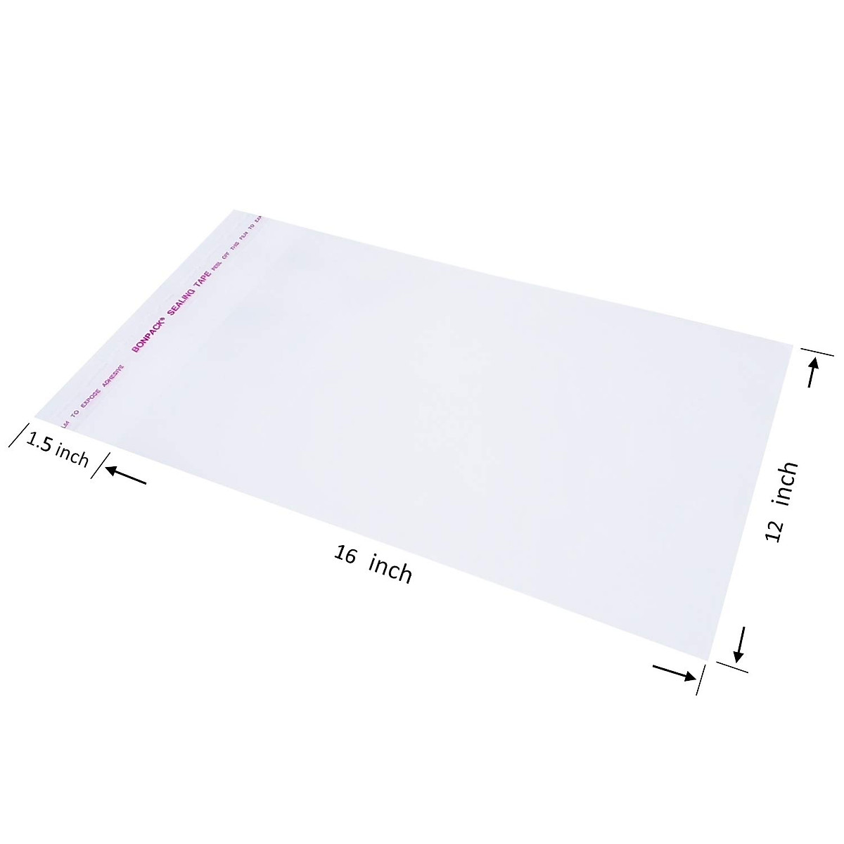 Wowfit 50 Count 12x16 Inch Clear Cellophane Plastic Bags, Resealable Self-Sealing Cello Bags Great for Packaging Clothing, Shirts, Decorative Wrappers, Party Favors, Artwork and More