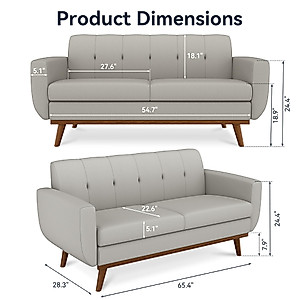 Cozysnooze 65.4" Loveseat Sofa,Memory Foam Futon Sofa Couch Sleeper,Linen Fabric Upholstered 2-Seat Sofa for Living Room,Apartment,Bedroom,Office,Grey