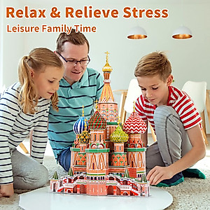 3D Puzzles for Adults & Kids St. Basil's Cathedral Building Set, Russia Cathedral Architecture Craft Model Kits, Educational 3D Jigsaw Puzzle Toy Birthday for Teens Boys Girls, 231 PCS