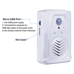 PIR Motion Sensor Activated Sound Player Speaker with USB Cable, Download Your own MP3 Audio Files to Play Speech, Music or Sound Effects (White)