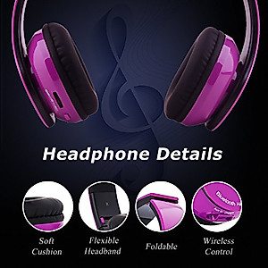 deep Purple Hi-Fi Over-Ear Stereo Bluetooth Headphones Built in Mic-Phone Talk with Phone or Listen Music Clearly, Built Noise Cancellation Technology, with Retail Package!