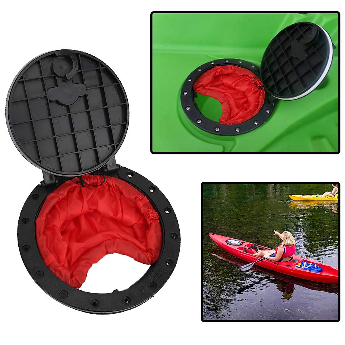 OUKENS Boating Boat Sealing Hatchs Cover, Round Circular Type Lid Waterproof Kayak Accessories W/Storage