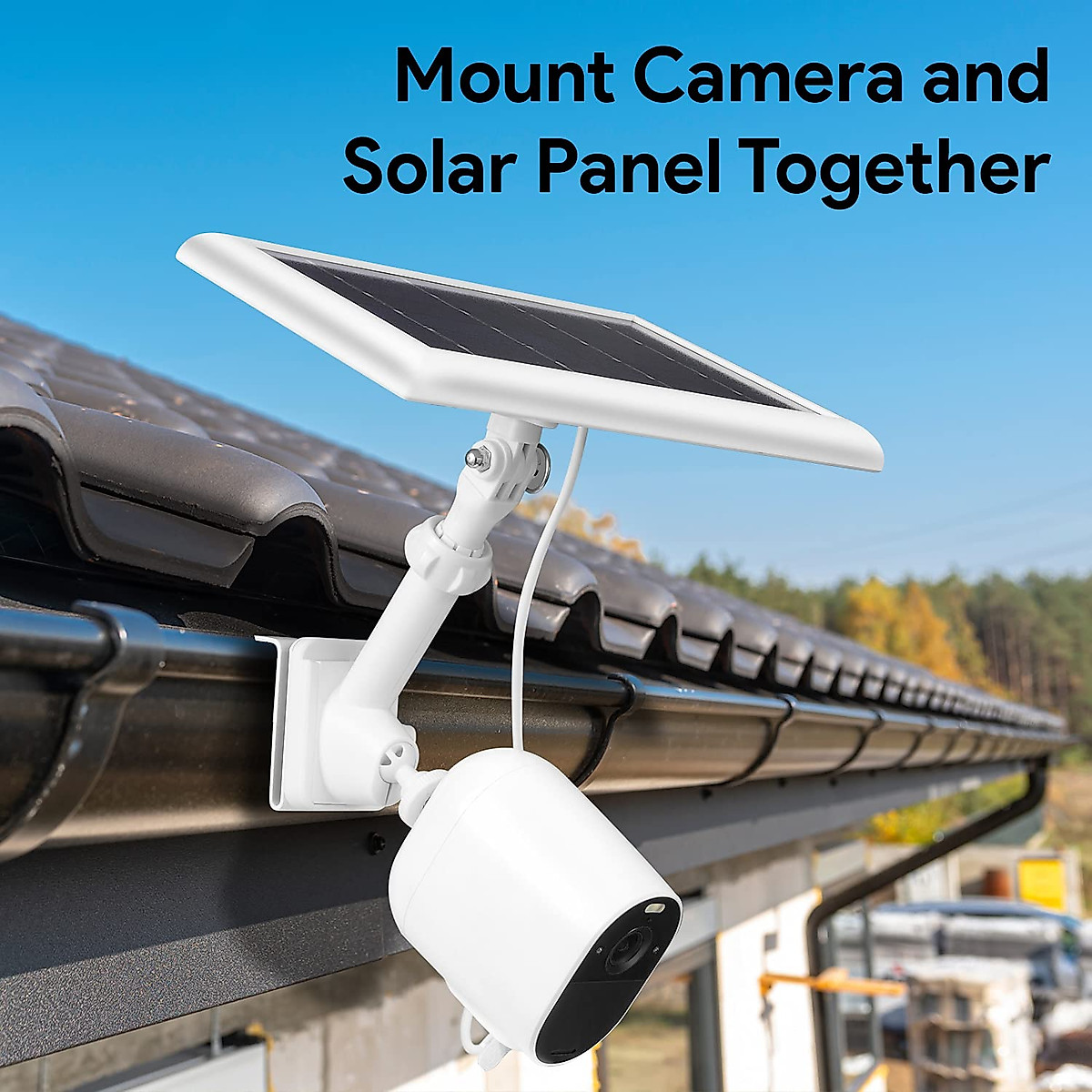 Wasserstein Gutter Mount for Camera & Solar Panel - Compatible with Wyze, Blink, Ring, Arlo, & Eufy (White)