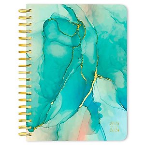 Crackled Blush | 2024 6 x 7.75 Inch 18 Months Weekly Desk Planner | Foil Stamped Cover | July 2023 - December 2024 | Plato | Planning Stationery