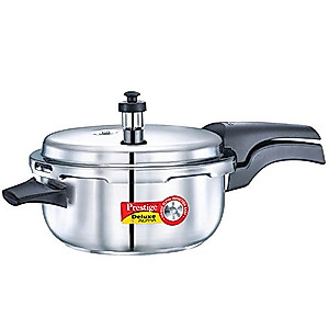 Prestige Alpha PRSDADPP Induction Base Stainless Steel Deluxe Deep Pressure Pan, 5 Litre , Silver