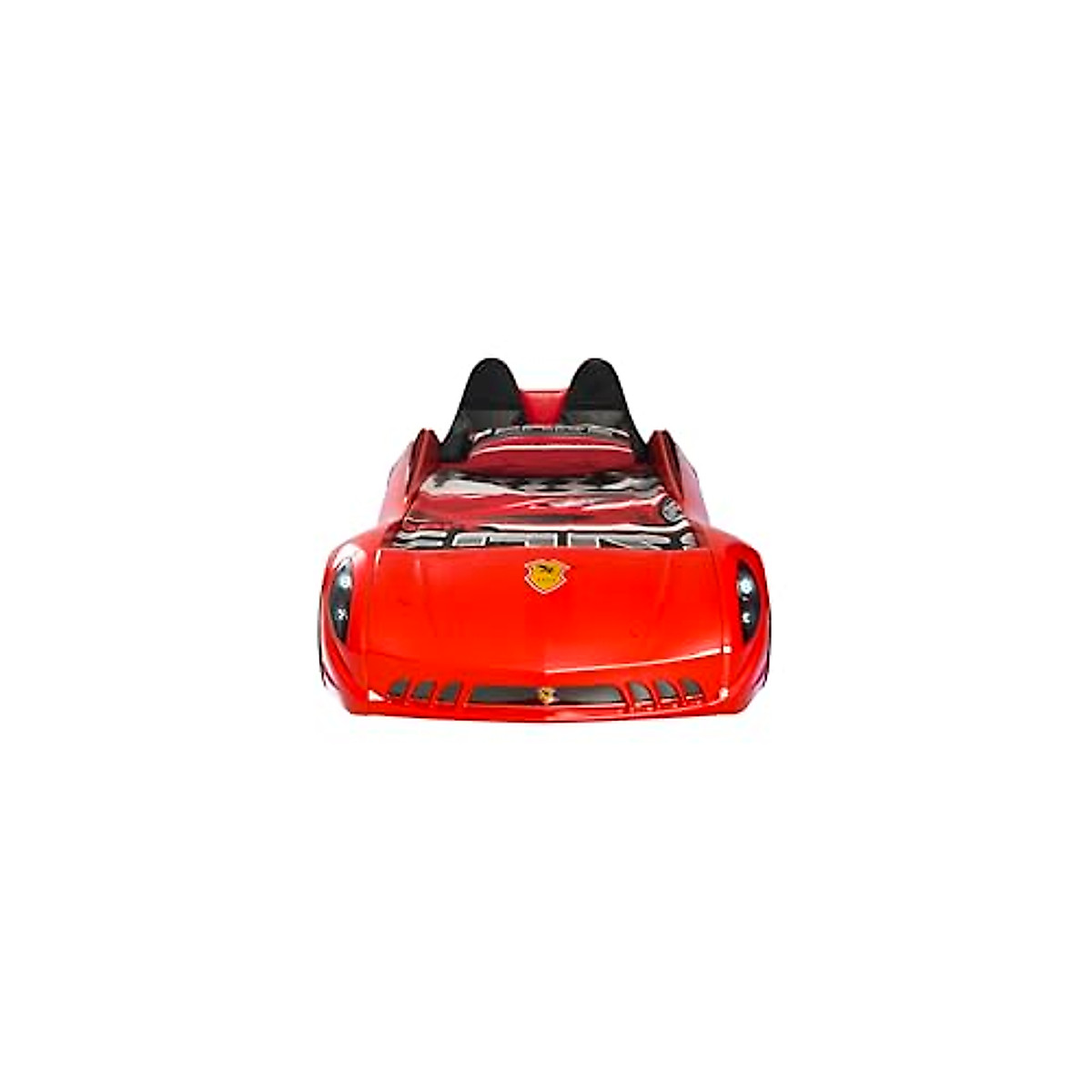 Shark Twin Race Car Bed, Remote Control, LED Lights, Sound FX, Rear Seat