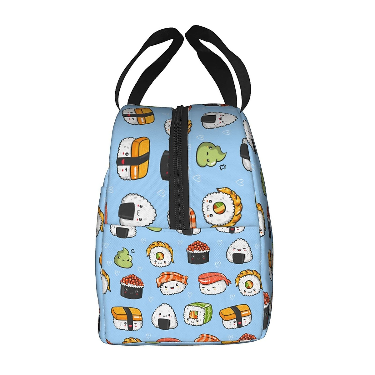 Echoserein Kawaii Japanese Sushi Blue Lunch Bag Insulated Lunch Box Reusable Lunchbox Waterproof Portable Lunch Tote For Women Men Girls Boys