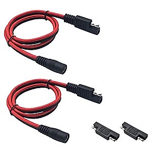 (2 Pack) COMeap SAE Plug to DC 5.5 x 2.1mm Female Adapter Cable with SAE Polarity Reverse Adapter for Solar Panel Charger and Automotive Battery 14AWG 23.6-Inch(60cm)
