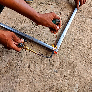 Copper Welding Rod, Selffluxing Phosphor Copper Round Welding Brazing Rod Low Temperature Easy Melt Welding Consumables for Air Conditioner Refrigerators (20Pcs, 250 x 2.5mm) (Copper)