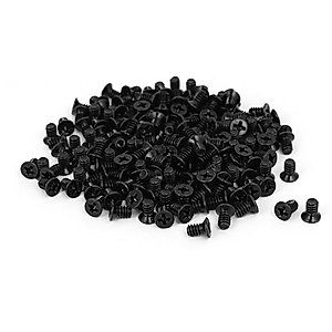 Aexit Computer PC Nuts Case 3.5" HDD Flat Phillips Head Hard Drive Screw Black Square Nuts 6#-32 200pcs