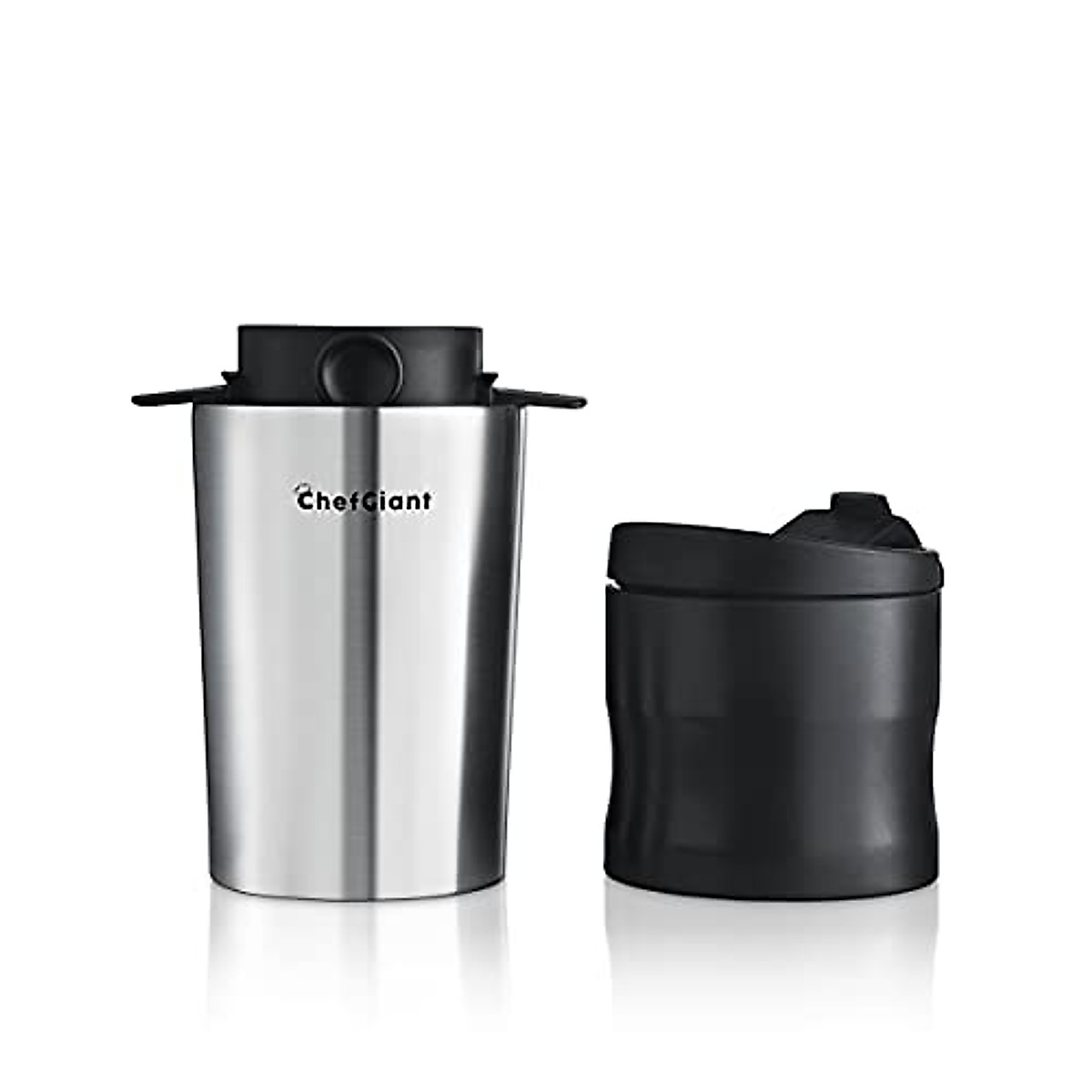 ChefGiant Portable Coffee maker | Single Serve Electric Burr Coffee Grinder and Pour Over Maker | Rechargeable with Stainless Steel Insulated Mug | Great For Travel