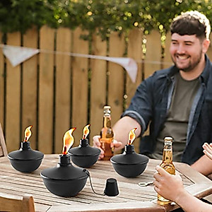 SNOGSWOG 4 Pack Metal Table Top Torches, 18oz Citronella Torches for Outside, Refillable Flame Light Torch, Decorative Tabletop Lantern for Yard, Patio, Deck, Garden, Party, Landscape