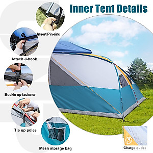 UNP Camping Tent | Canopy Side Tent for 10' x 10' Canopies Tent Easy Set Up Gazebo, Ocean Blue (Canopy/SHELTER NOT Included)
