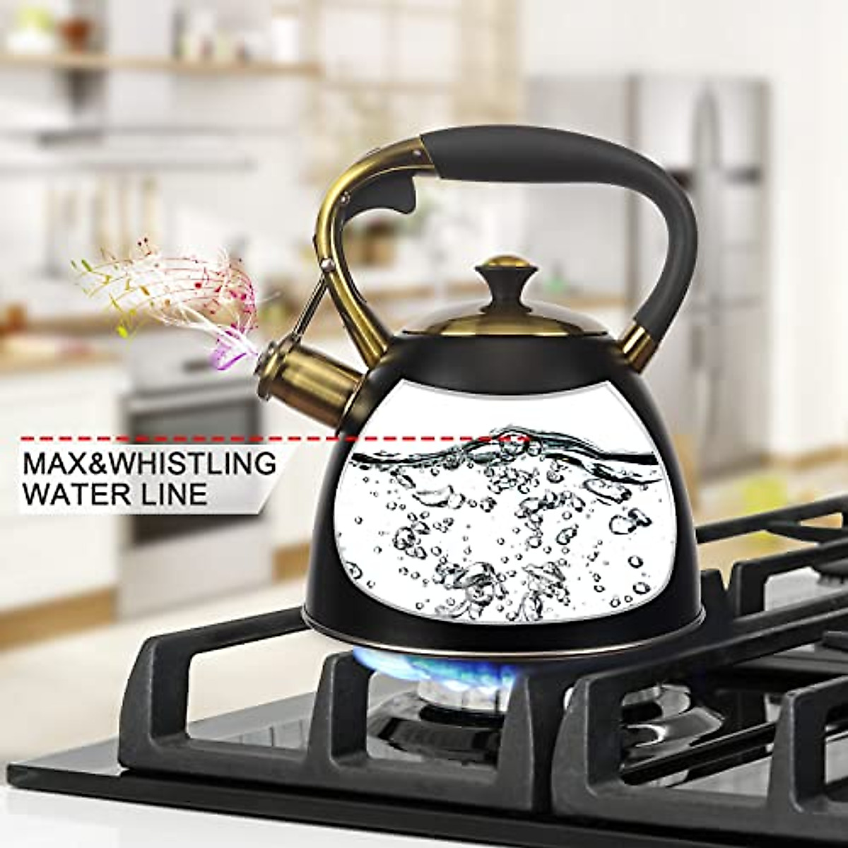 Tea Kettle -2.9 Quart Tea Kettles Stovetop Whistling Teapot Stainless Steel Tea Pots for Stove Top Whistle Tea Pot