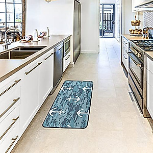 Kitchen Mat Rug Comfort Standing Mat Anchors Blue Soft Absorbent Runner Rug for Hallway Entryway Bathroom 39x20 inch