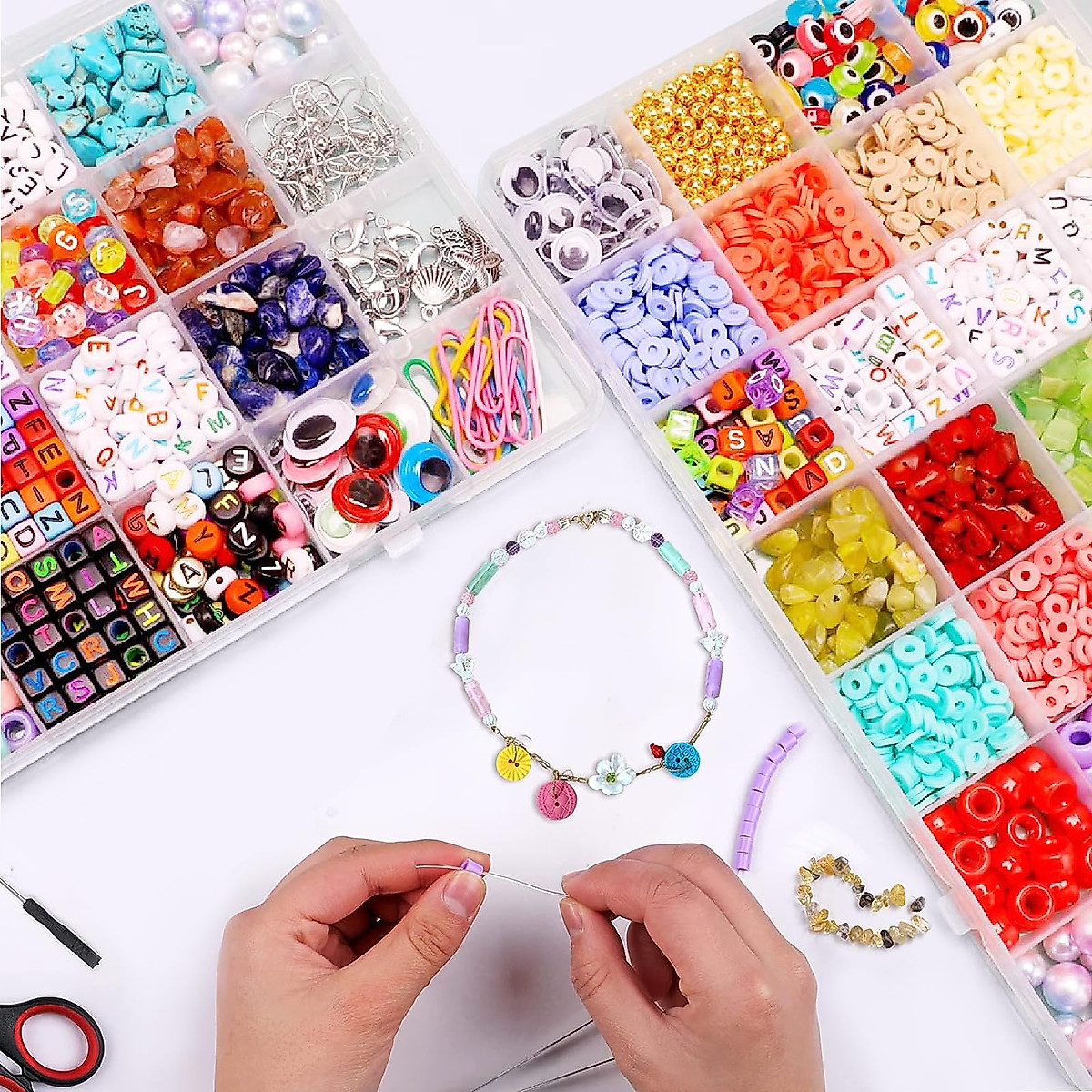 4 Pack 10 Grids Plastic Box Organizer with Dividers, Clear Bead Storage Box Plastic Jewelry Organizer Compartment, Small Parts Plastic Box Organizer for Craft Bead Jewelry Earring Fishing Tools