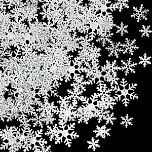 800 Pcs Silver Christmas Snowflakes Confetti Decorations - Fake Snow Confetti Crafts Snowflake Christmas Party Supplies for Winter Wonderland Frozen Themes Birthday Baby Shower Party Table Decor