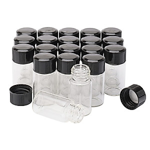 JIUWU 20pcs 3ml Glass Bottles with Cap Transparent Clear Empty Plastic Bottles Jars