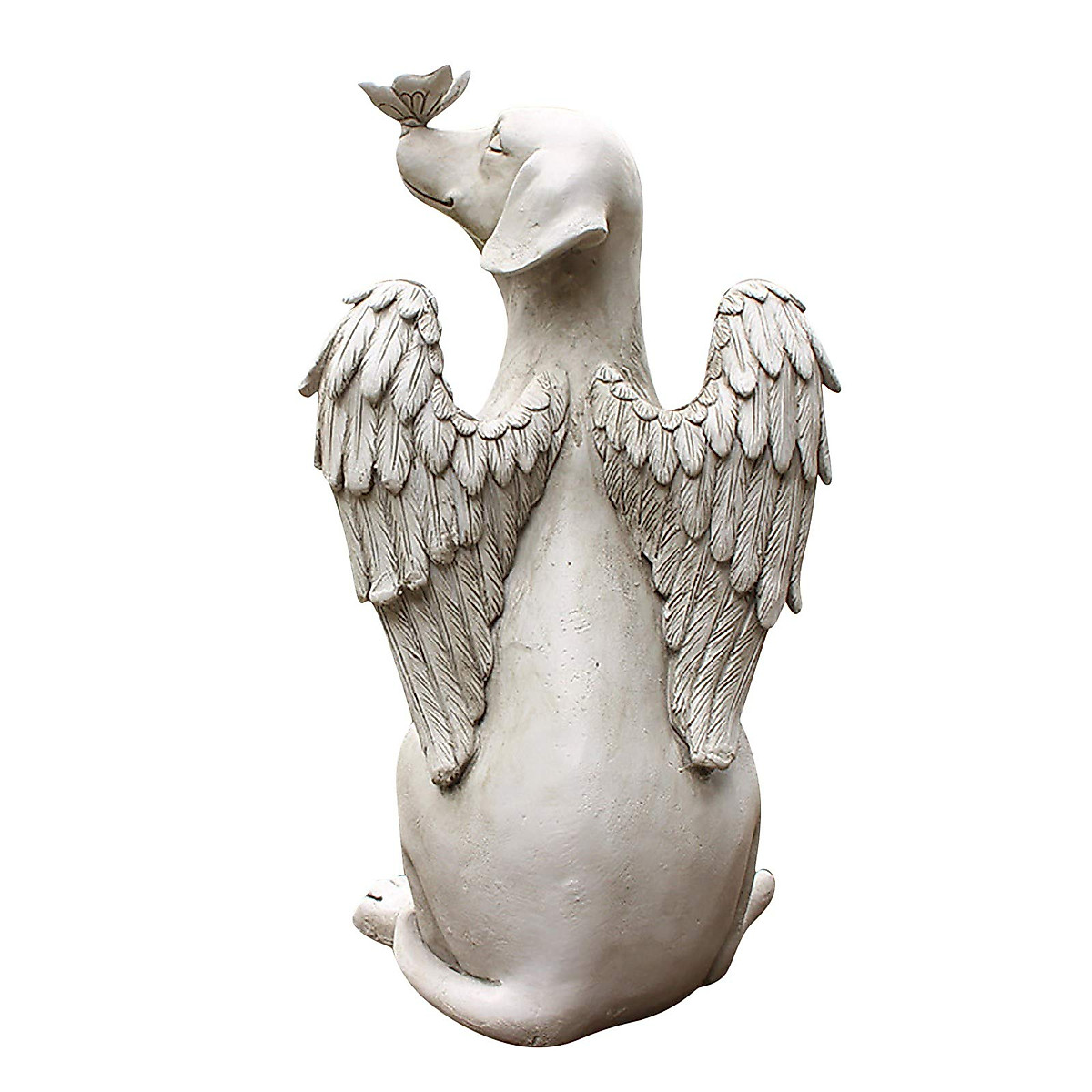 Pomobie Stone Angel Dog Memorial Statue - Garden Dog Statues Outdoor Lab - Dog Yard Statue Sculpture Angel Wings Decor (Gray)