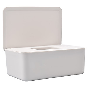 Wipes Dispenser Holder with Lid, Home Wet Tissue Case Storage Box Container Dustproof Holder for Home Office Desk(White)