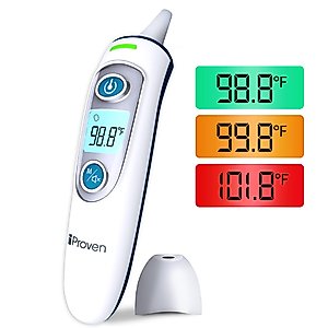 IPROVEN Digital Ear Thermometer for Adults, Kids and Babies [Fast, Accurate and Easy to Use] Ear and Forehead Mode, LED Display, Fever Alarm and 35 Memory Slots, iProven DMT-511