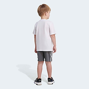 adidas boys Adi Classic 3-stripe Shorts, Dark Grey, 6 US