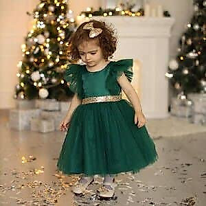 KLFFLGID Baby Girl Sequins Bowknot Dress Toddler Flower Girl Wedding Party Dress for Toddler Girls Infant Tutu Dresses Size 60 (Black)