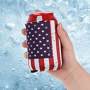 Grehge 16 Pcs American Flag Beer Can Coolers 17 Oz Independence Day Collapsible Soda Cover Coolies Patr Beauty Cleansing Brush Facial Scrub,Beauty Cleansing Brush