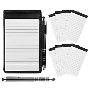 11pcs Pocket Notepad Set, Pocket Notepad Holder, Mini Memo Book Refill with 50 Lined Sheets, Metal Pen, Office & School Supplies(size:11pcs)