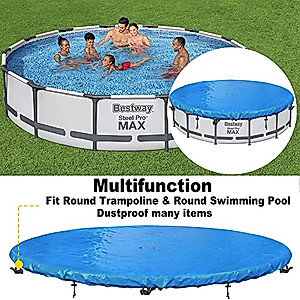 SIHAIAN Trampoline Cover- 8-15 Ft Trampoline Protective Cover, Easy to Install Trampoline Weather Cover, Waterproof Trampoline Covers, Anti-UV, Snow, Dust-Proof Trampoline Cover (10 FT Blue)