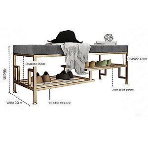 MFCHY Changing Shoe Stool Comfortable Cushion Home Entrance Seat Shoe Rack Pattern Shoe Rack (Color : E, Size : 80 * 35 * 46cm)
