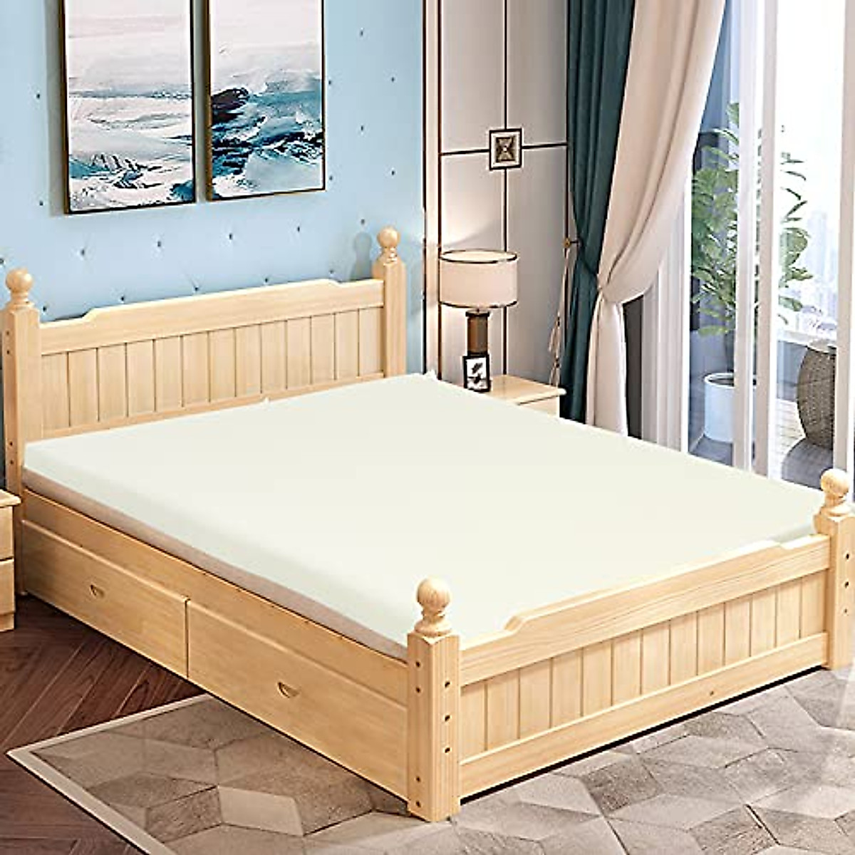 GOFLAME 3 Inch Full Size Mattress Topper, Ventilated Mattress Pad High Density for Cozy Sleeping